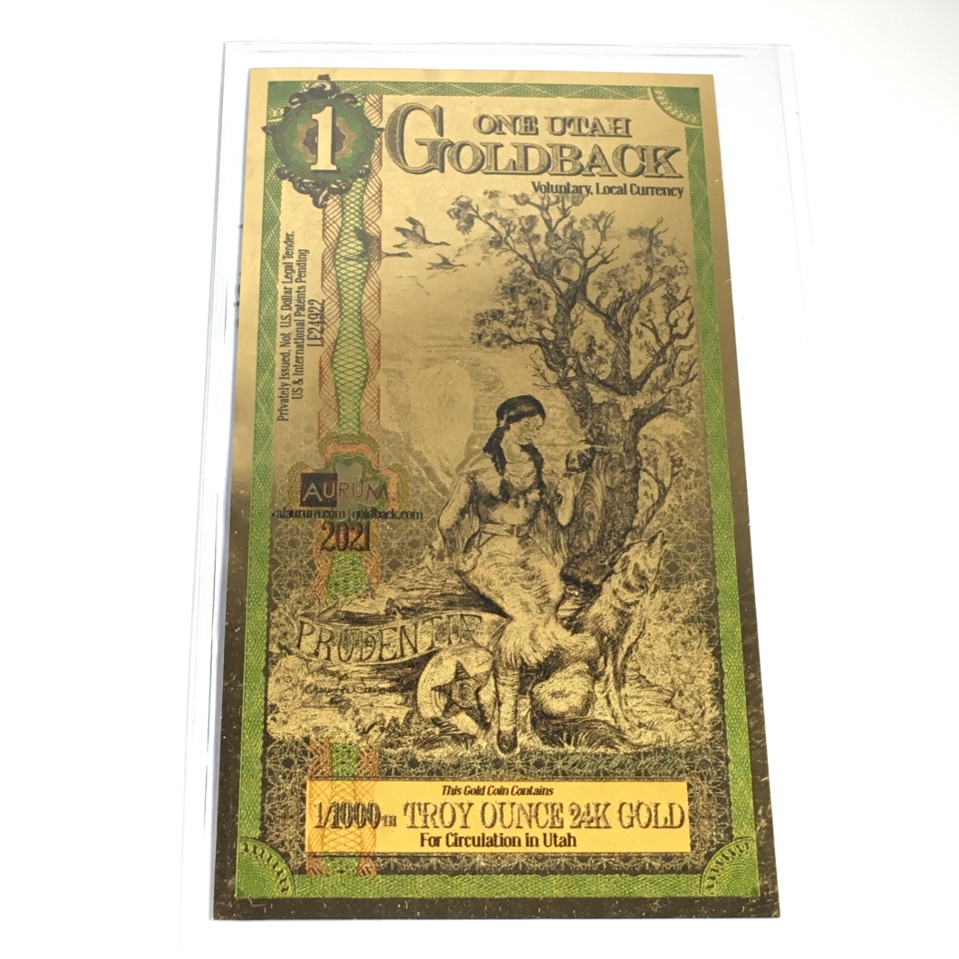 1 Utah Goldback*1/1000 Troy Ounce of 24K Gold*For Circulation in Utah ...