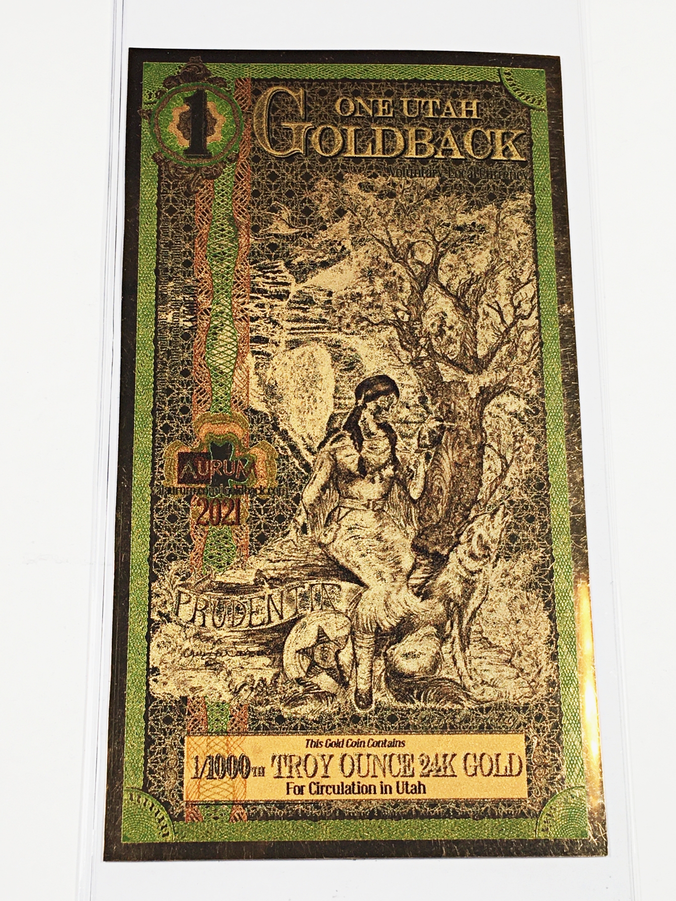 1 Utah Goldback*1/1000 Troy Ounce of 24K Gold*For Circulation in Utah ...