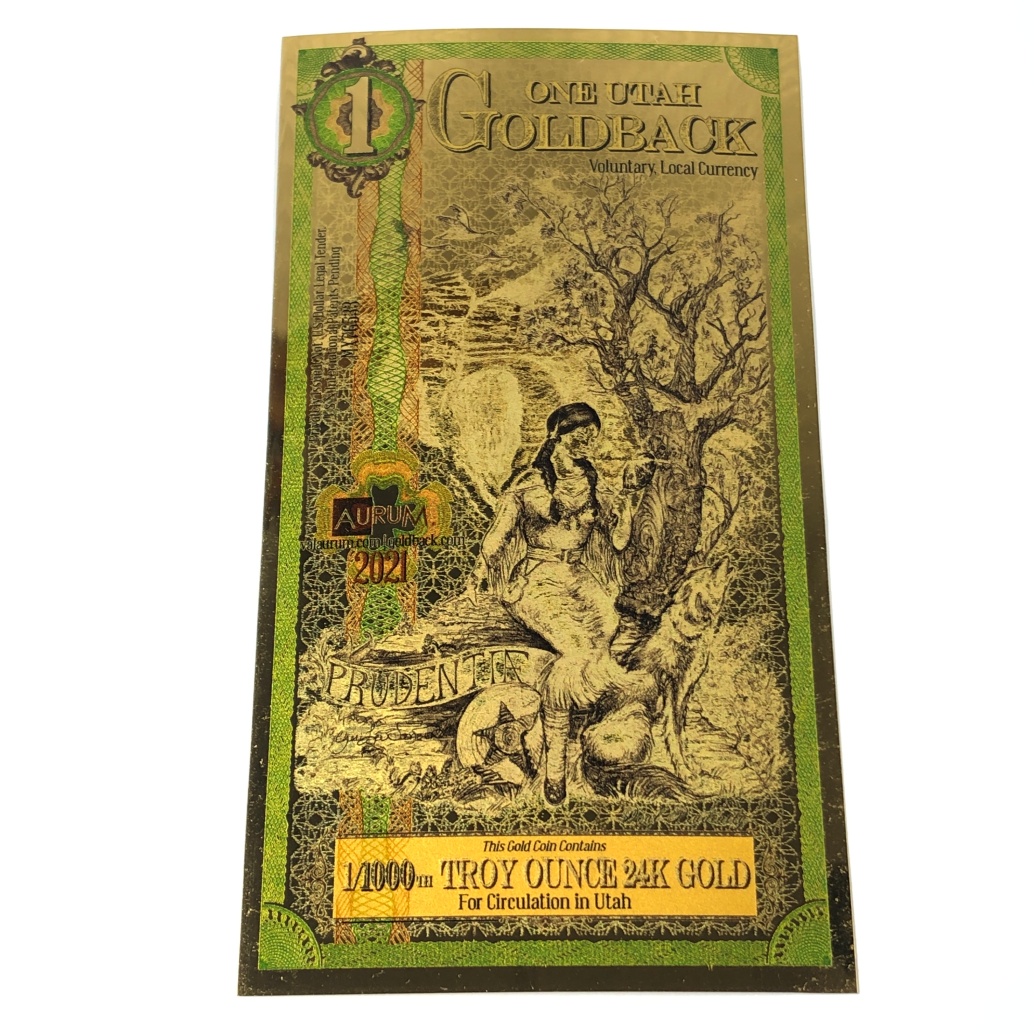 1 Utah Goldback*1/1000 Troy Ounce of 24K Gold*For Circulation in Utah ...