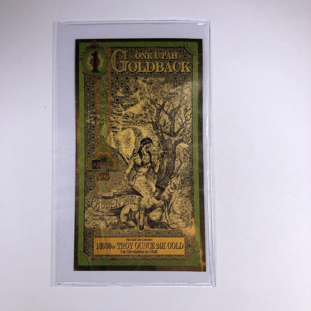 1 Utah Goldback*1/1000 Troy Ounce of 24K Gold*For Circulation in Utah ...