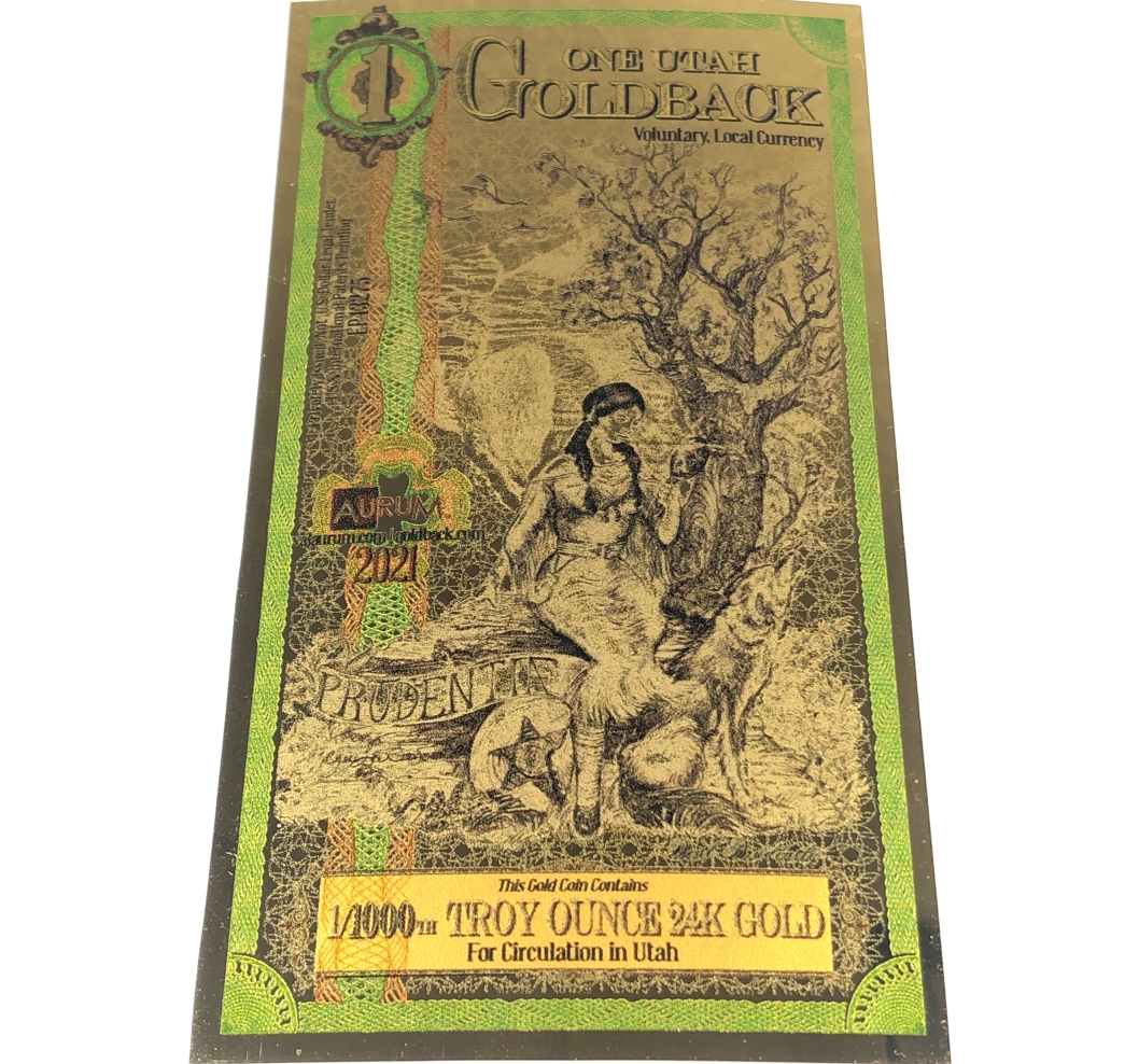 1 Utah Goldback*1/1000 Troy Ounce of 24K Gold*For Circulation in Utah ...