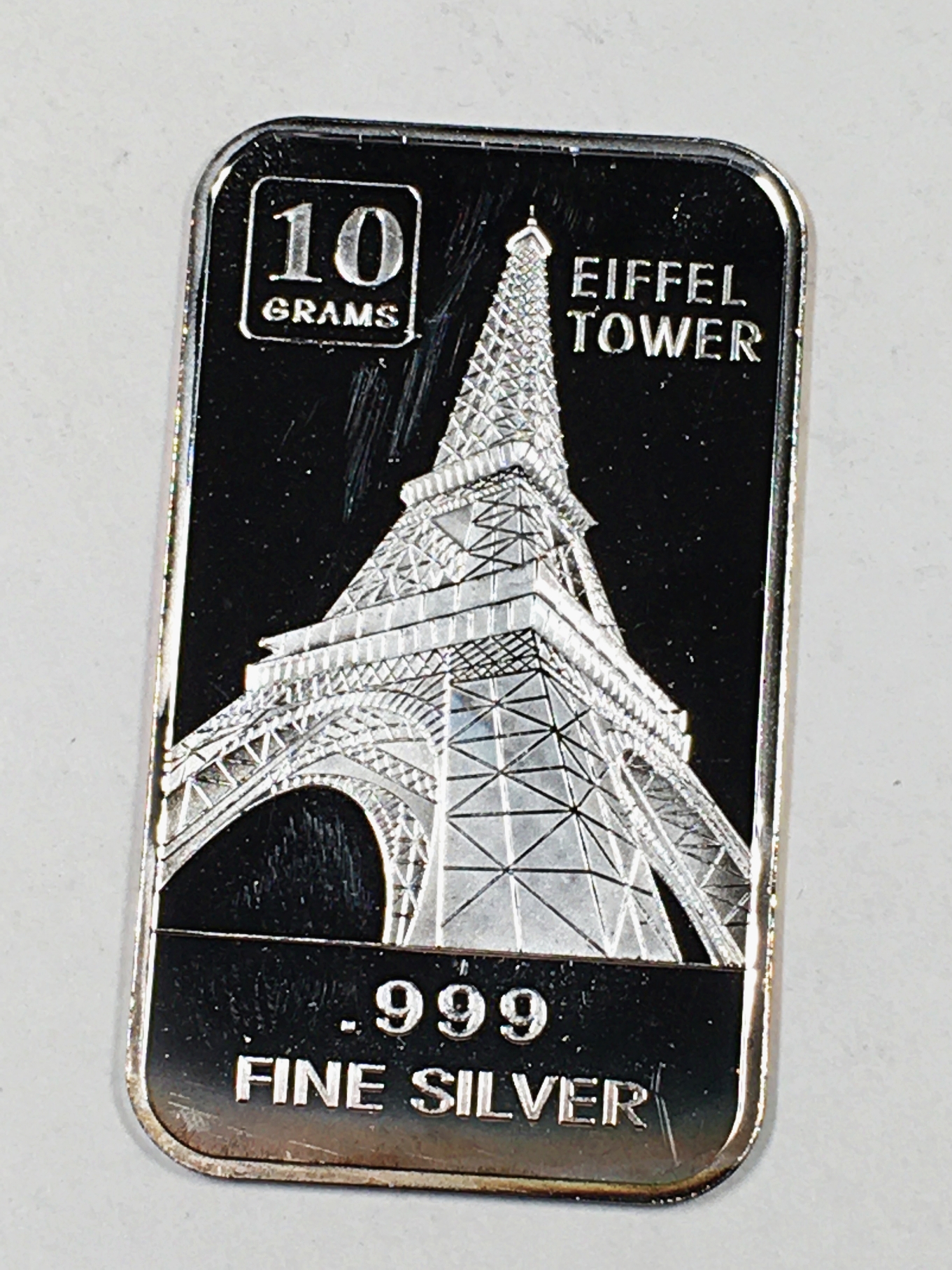 10 grams .999 Fine silver Bar*Eiffel Tower | Property Room