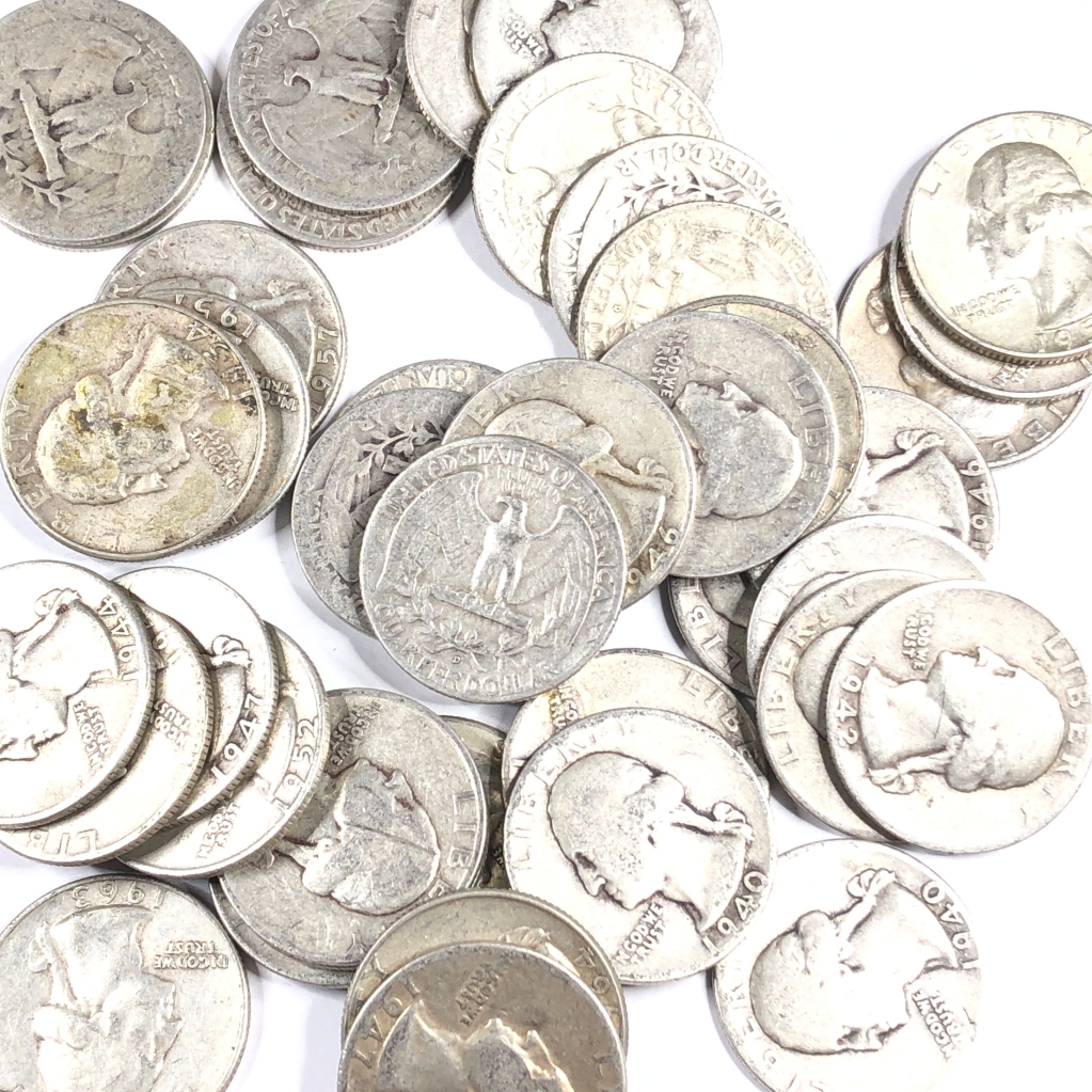 $10 Roll of 1964 and Earlier Silver Washington Quarters | Property Room
