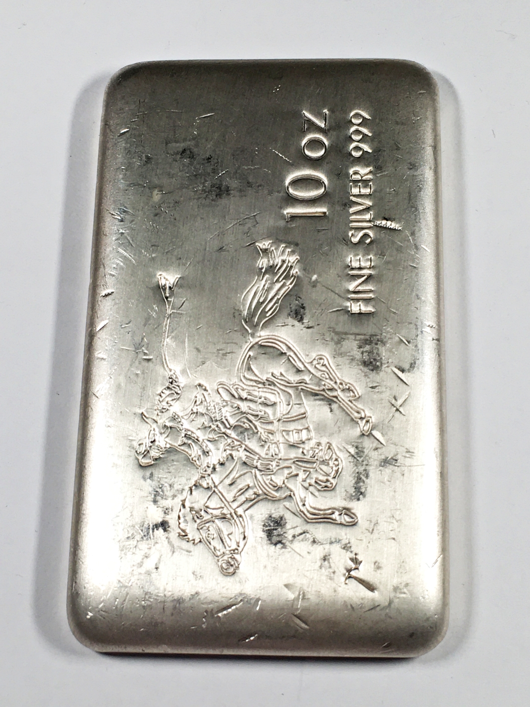 10 Troy oz .999 Fine Cowboy Pony Express Rider Silver Bar | Property Room