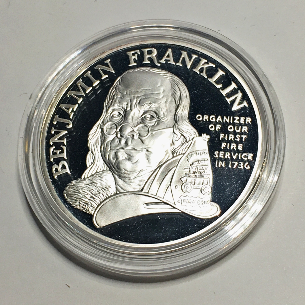 1.001 Troy Ounce of .999 Fine Proof Silver Benjamin Franklin ...