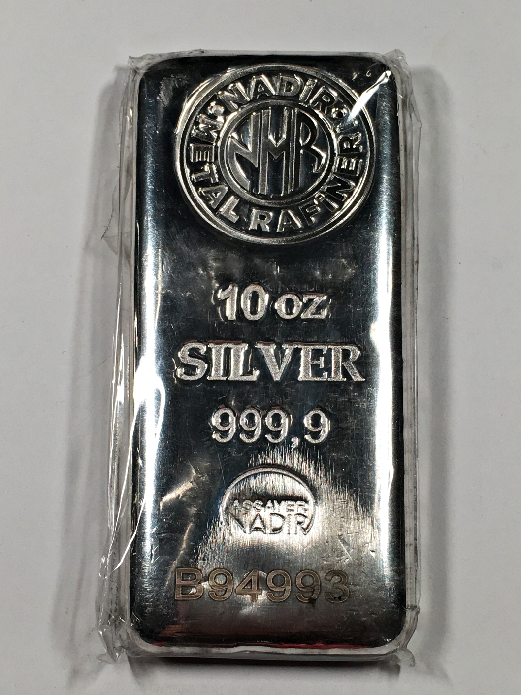 10oz 999 Fine Silver Bar Nadir Hand Poured Look Serial B94993 ...