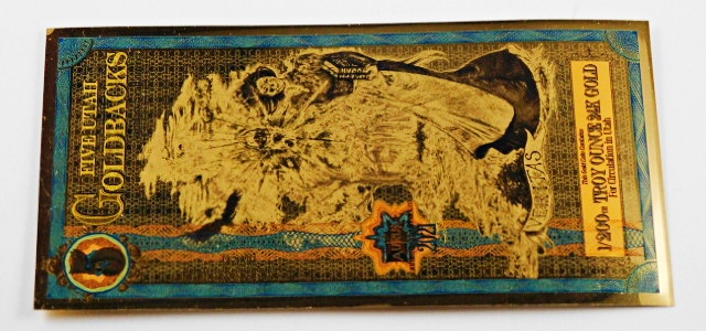 1/200th Troy Ounce 24K Gold 5 Utah Gold Backs*Privately Issued ...