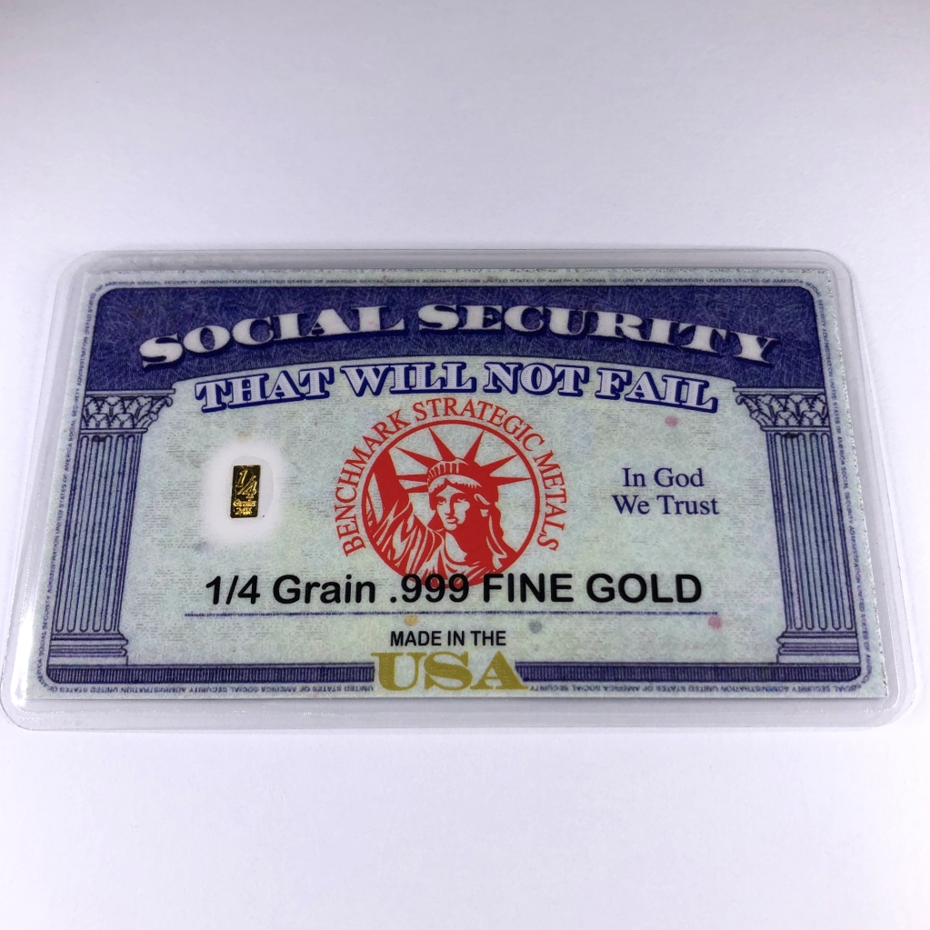 1/4 Grain .999 Fine Gold Bar*Benchmark Strategic Metals*Social Security ...