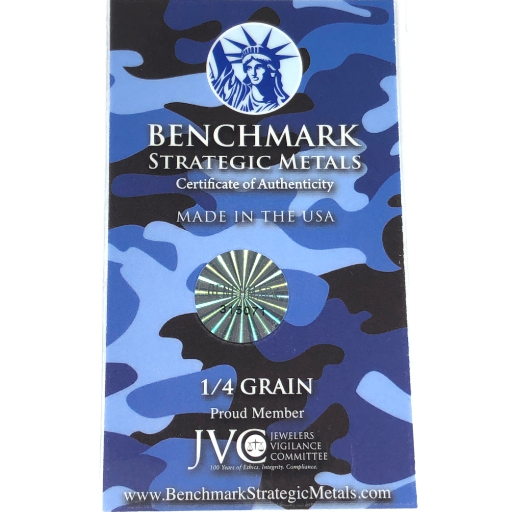 1/4 Grain .999 Fine Gold*Benchmark Strategic Metals COA*US Navy*Encased ...