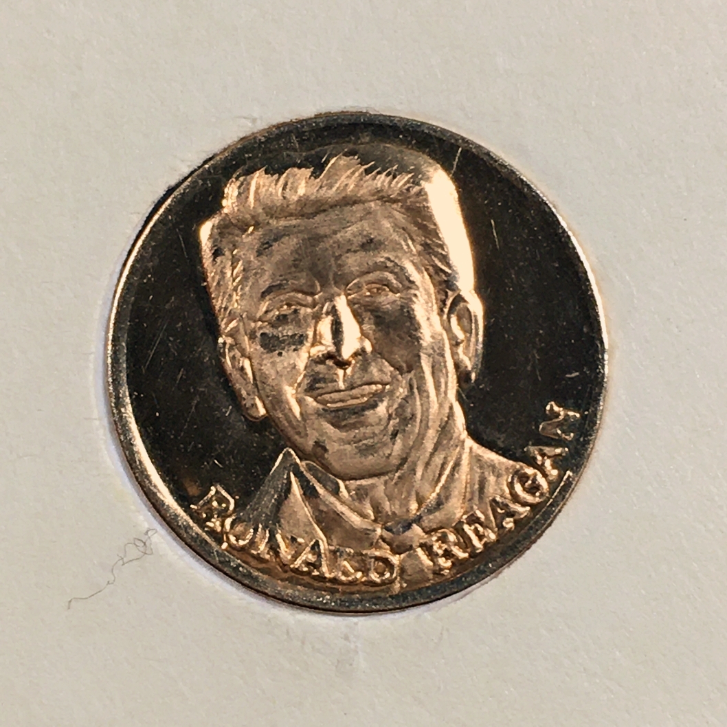 14K Gold 1/2 Gram 1985 Ronald Reagan Inauguration Daty Commemorative ...