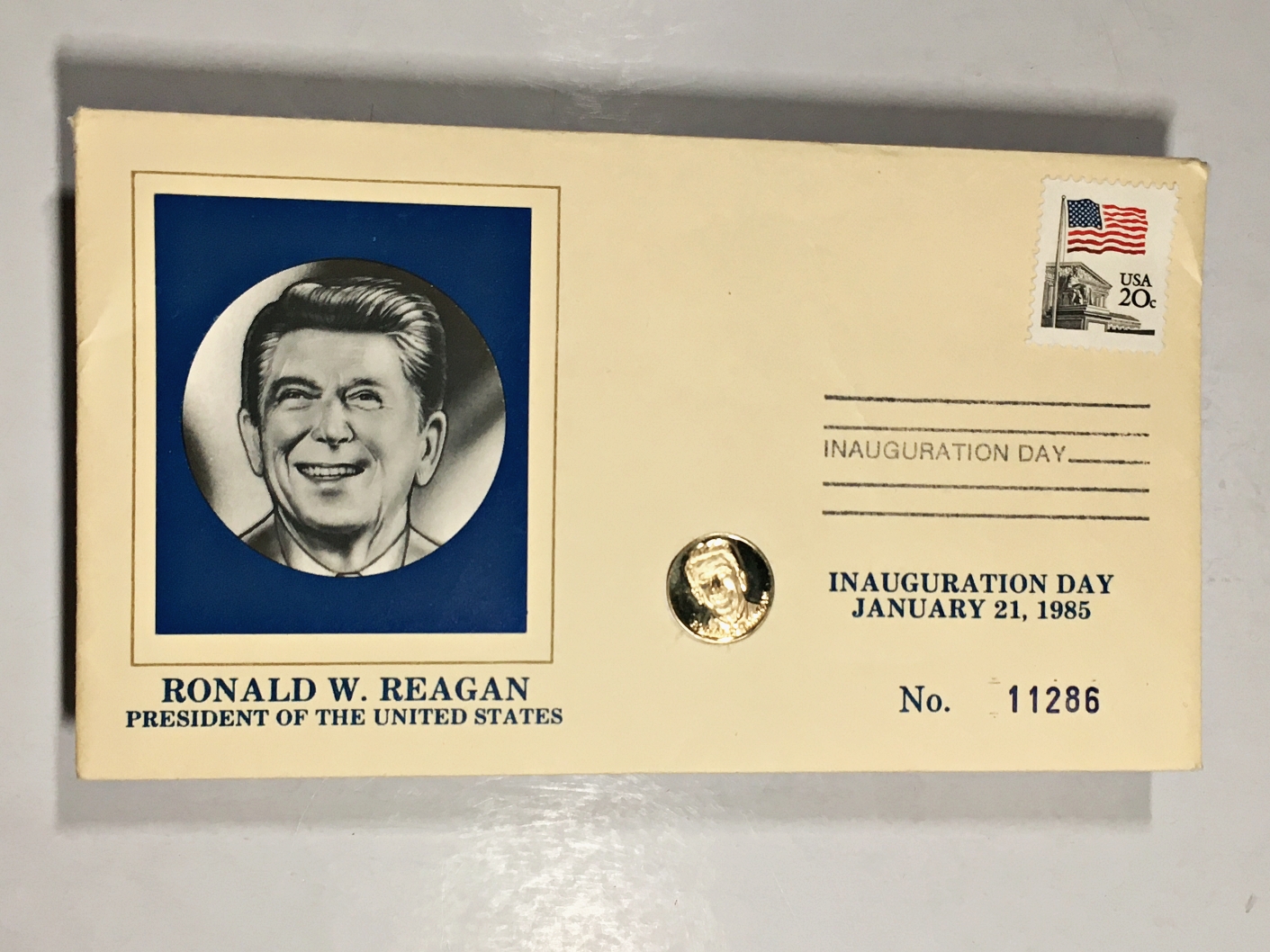 14K Gold 1/2 Gram 1985 Ronald Reagan Inauguration Daty Commemorative ...