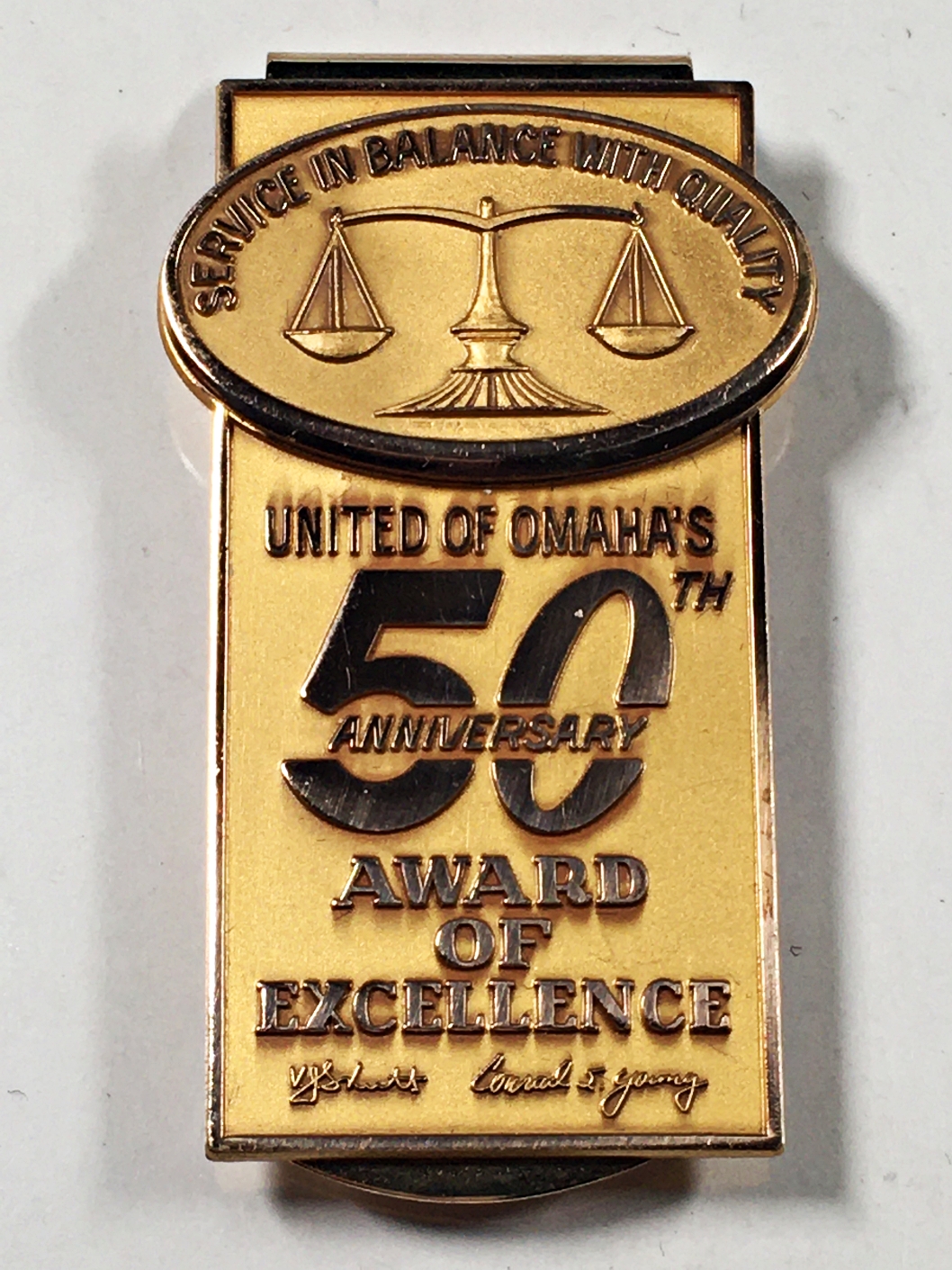 14K Gold Filled Money Clip*50th Anniversary From United of Omaha Award ...