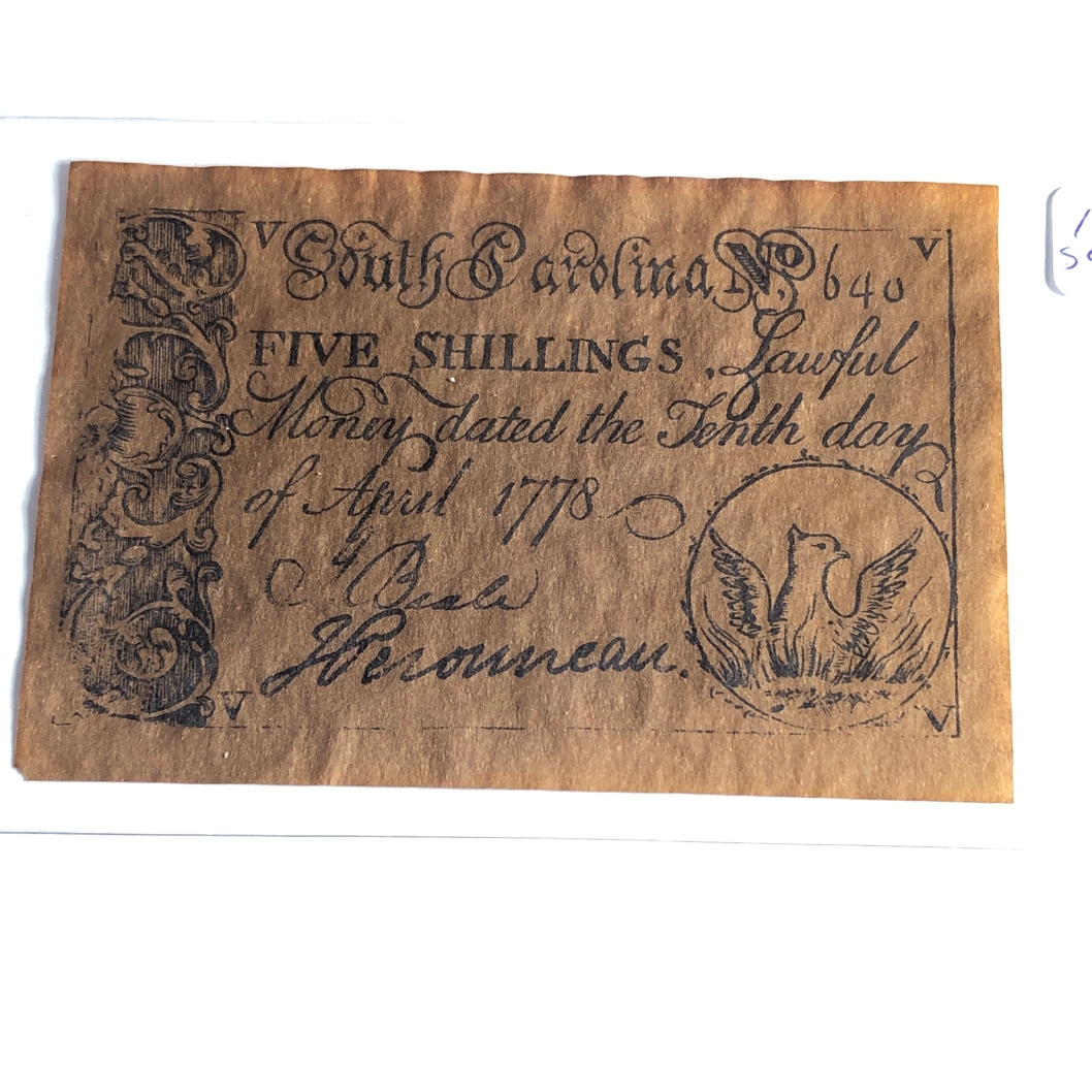 1778 South Carolina Five Shillings Note Replica | Property Room