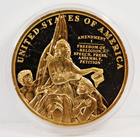 1791 Bill of Rights Commemorative Medallion*24K Gold Layered*40mm ...