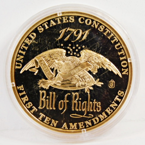 1791 Bill of Rights Commemorative Medallion*24K Gold Layered*40mm ...