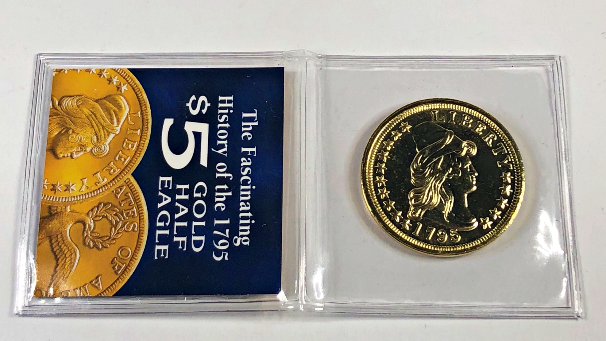 1795 $5 Gold Half Eagle Replica*24K Gold Layered*In original Packaging ...