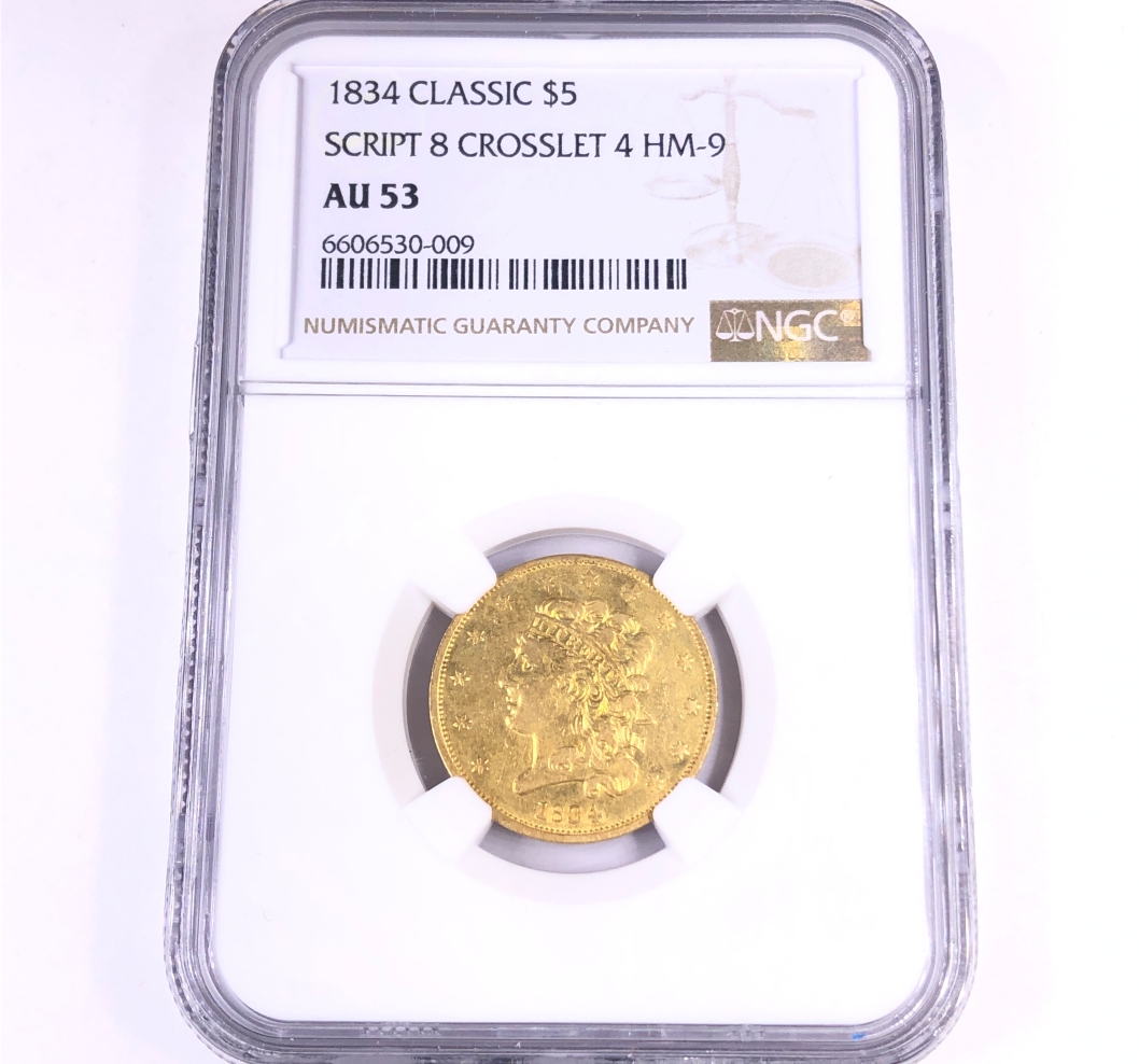 1834 Classic $5 Crosslet 4 Graded Early US Gold Certified Authentic ...