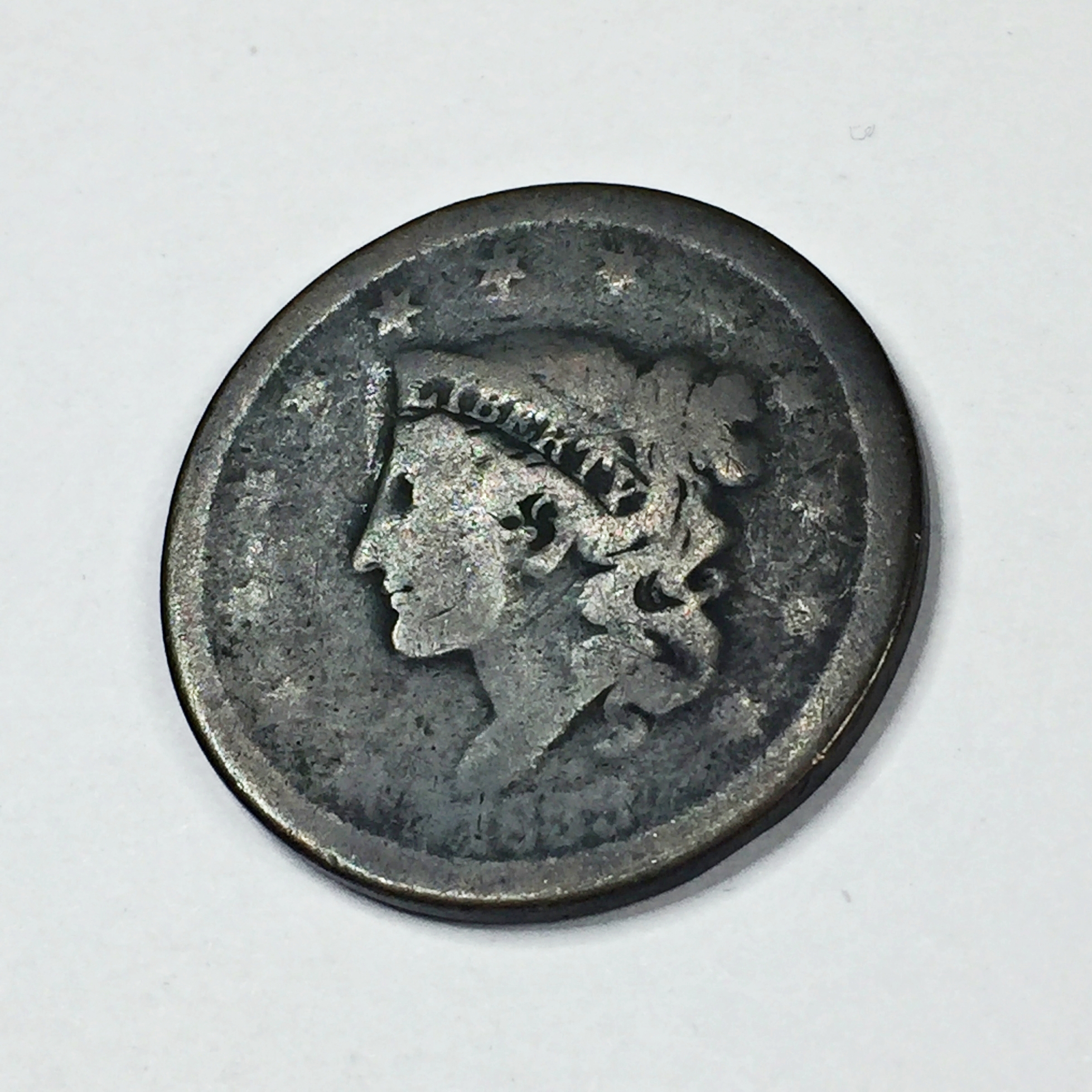 1839 Braided Hair Large Cent*LIBERTY Visible | Property Room