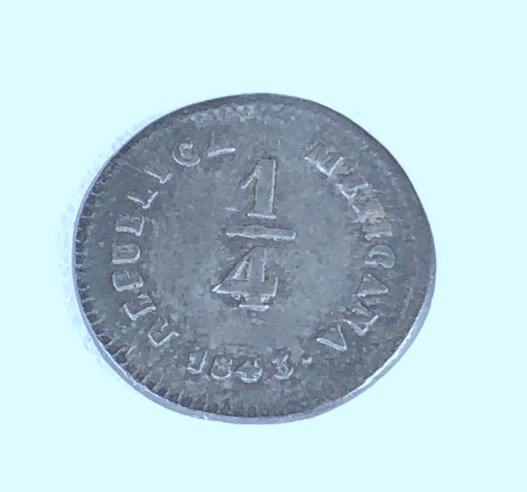 1843 Mexico Silver 1/4 Real Coin Rare in Any Grade | Property Room