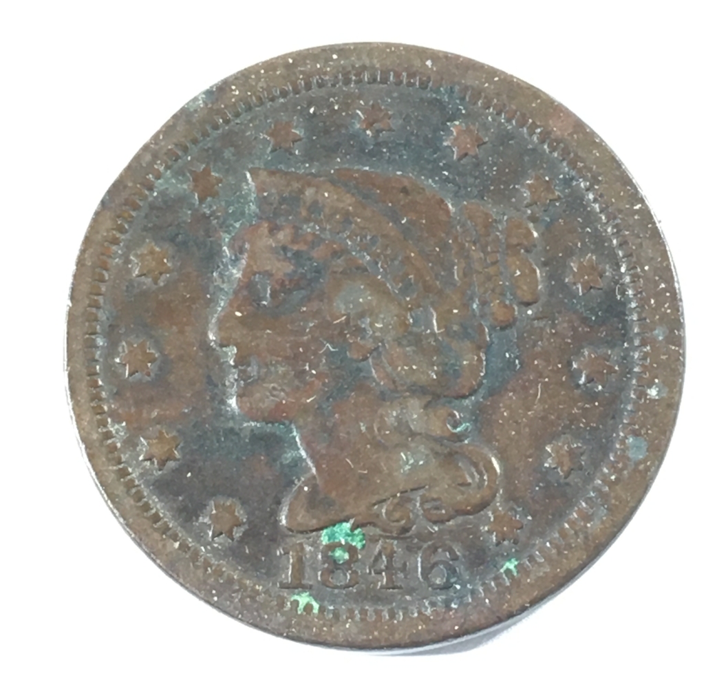 1846 Braided Hair Large Cent*LIBERTY Fully Visible | Property Room