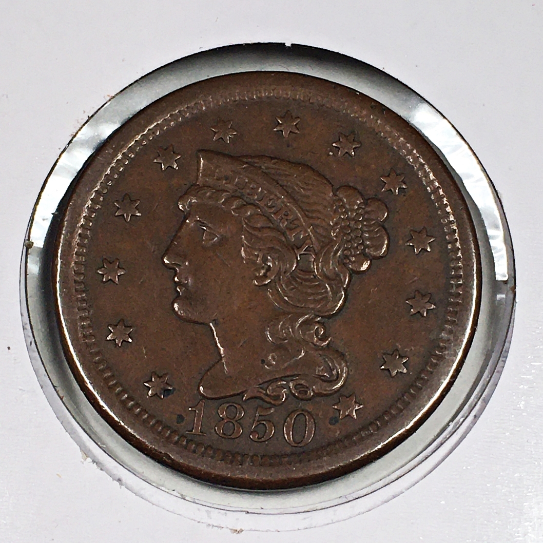 1850 Braided Hair Large Cent*LIBERTY Fully Visible | Property Room