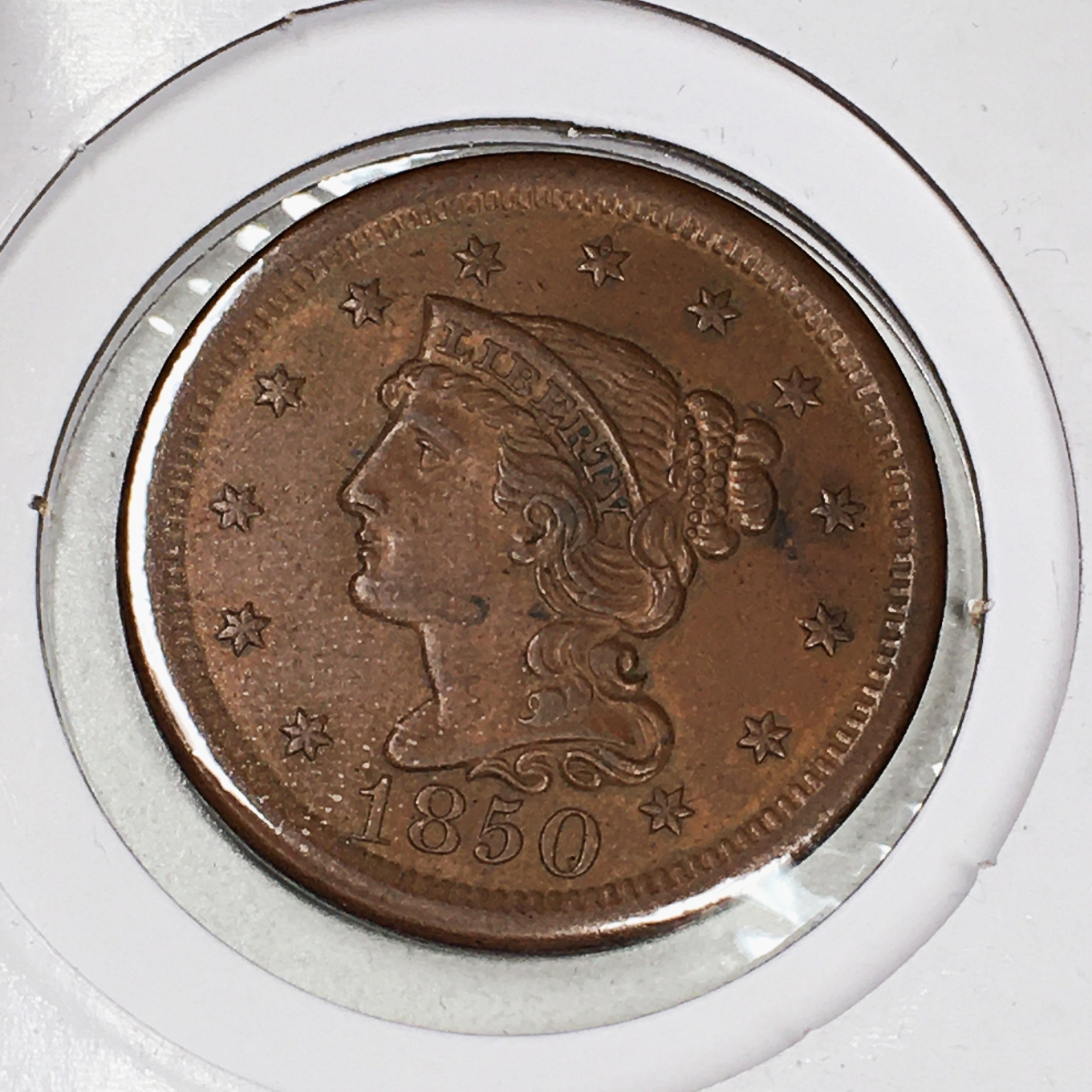 1850 Braided Hair Large Cent*LIBERTY Fully Visible*High Grade ...