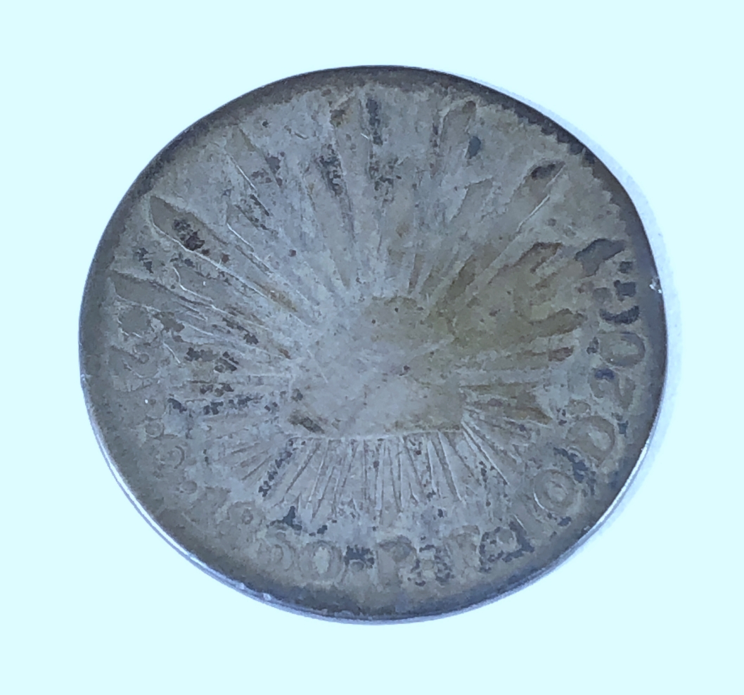 1850 Mexico Silver 2 Real Coin Phrygian Cap and Rays Type | Property Room