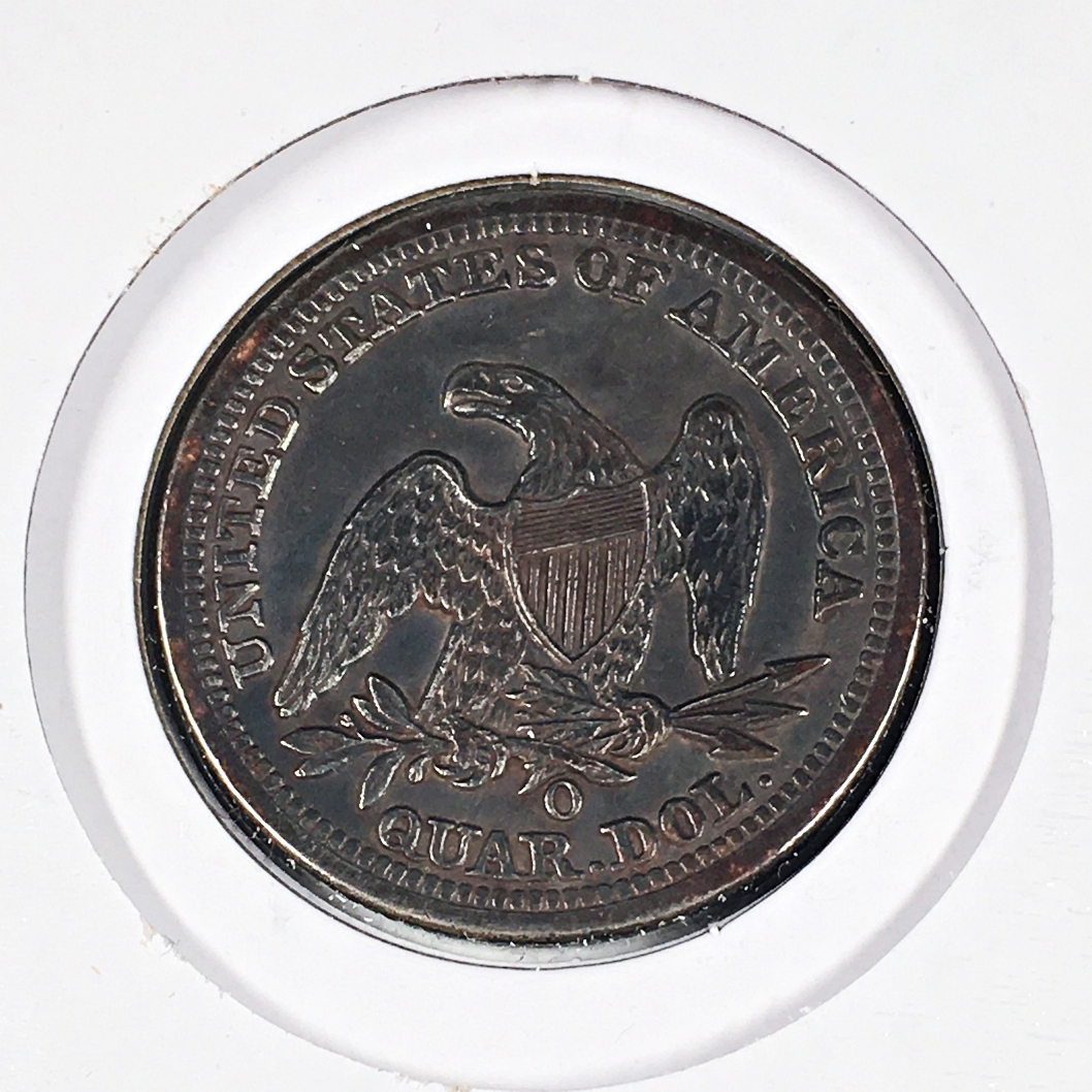 1850-O Silver Seated Liberty Quarter*LIBERTY Fully Visible*Toned*Struck ...
