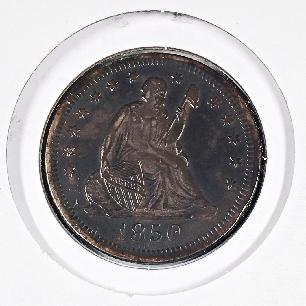 1850-O Silver Seated Liberty Quarter*LIBERTY Fully Visible*Toned*Struck ...