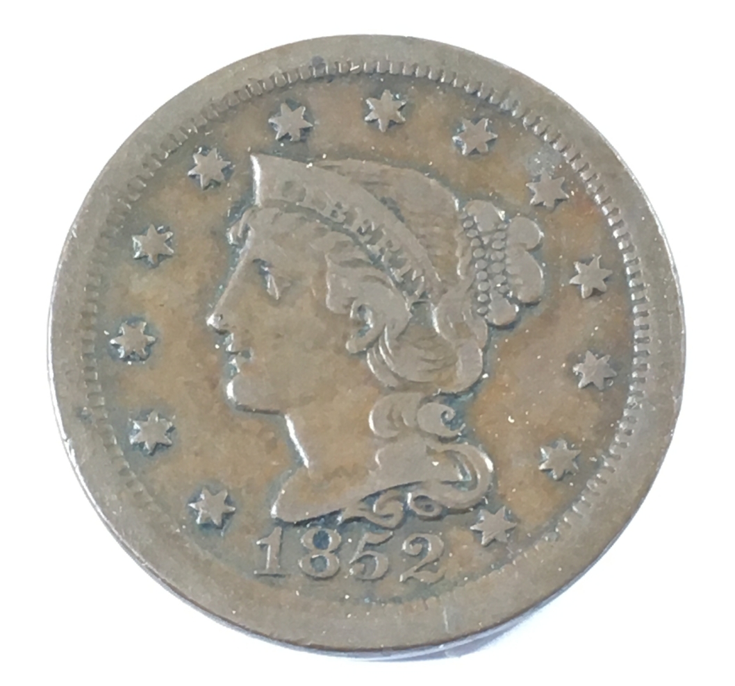 1852 Braided Hair Large Cent*LIBERTY Fully Visible | Property Room