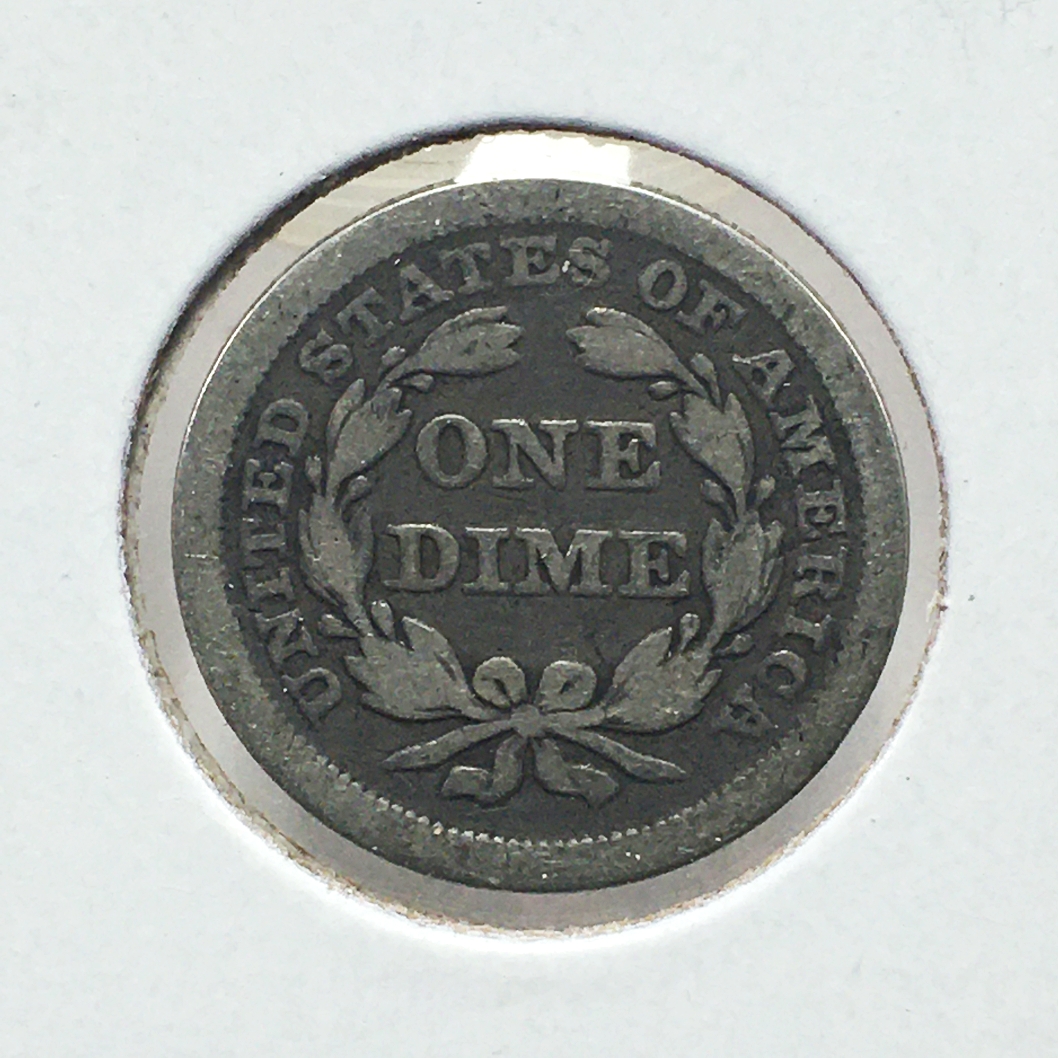 1853 with arrows Silver Seated Liberty Dime | Property Room