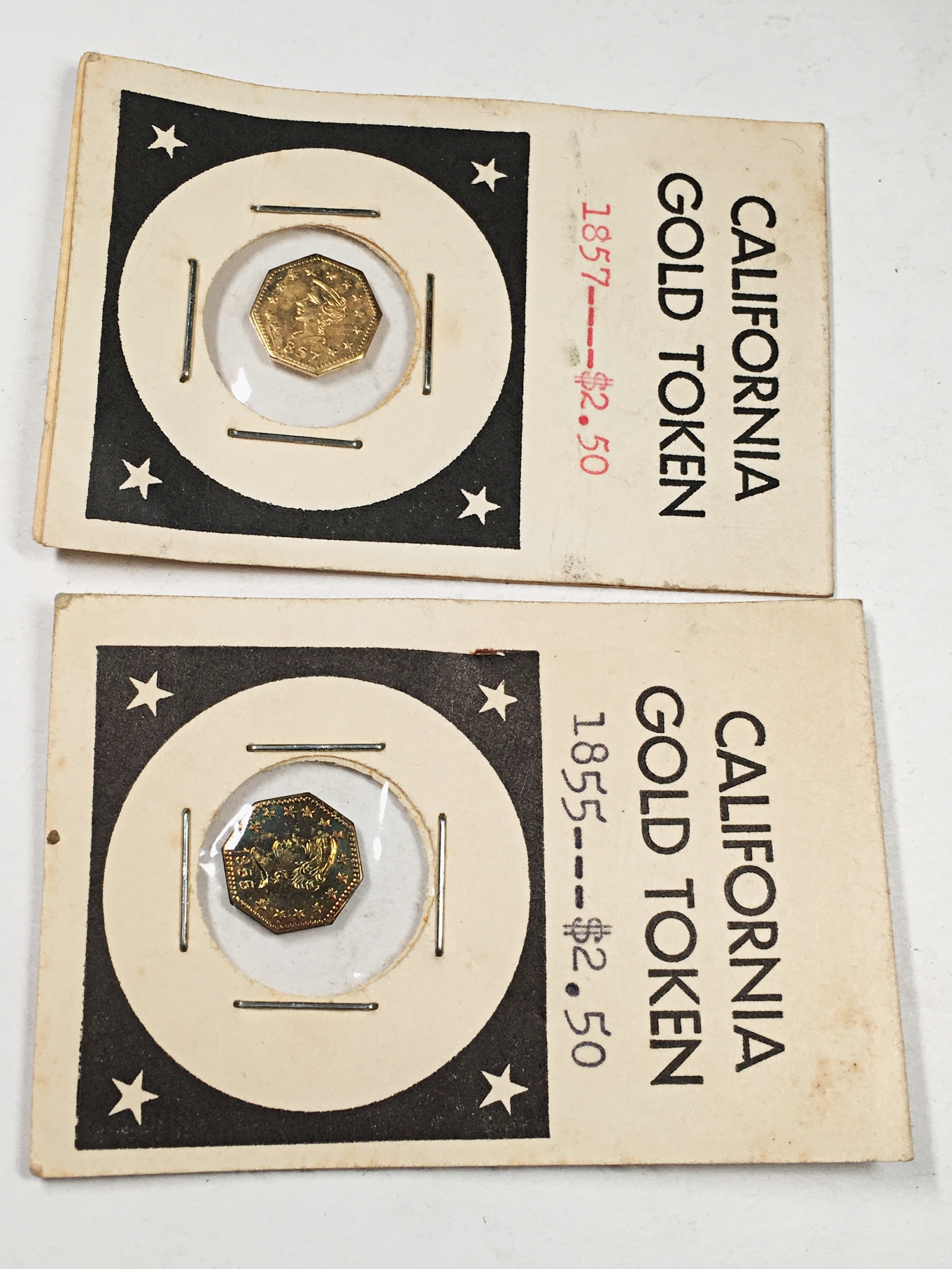 1857 & 1855 $2.50 California Gold Token Replicas | Property Room