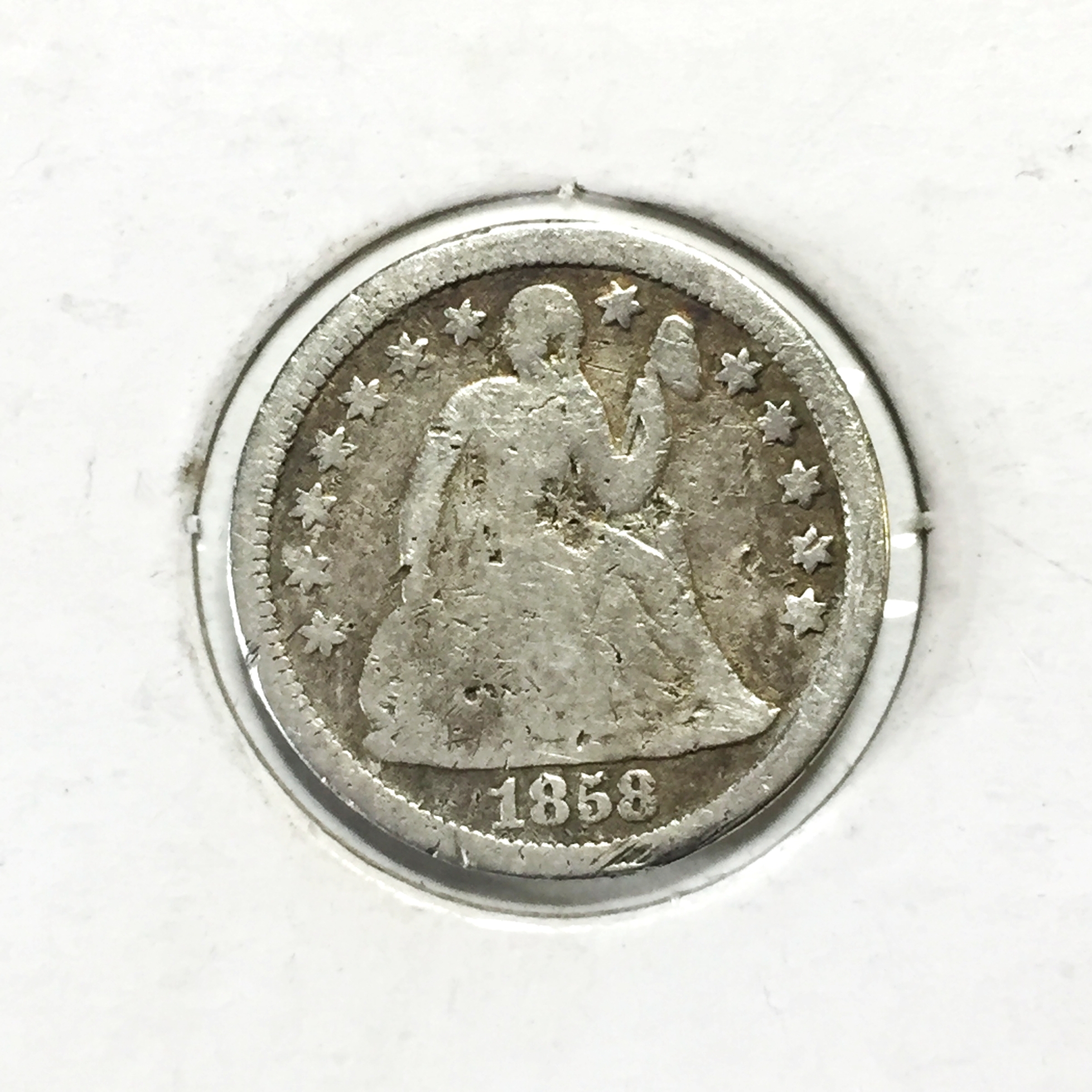 1858 Silver Seated Liberty Dime | Property Room