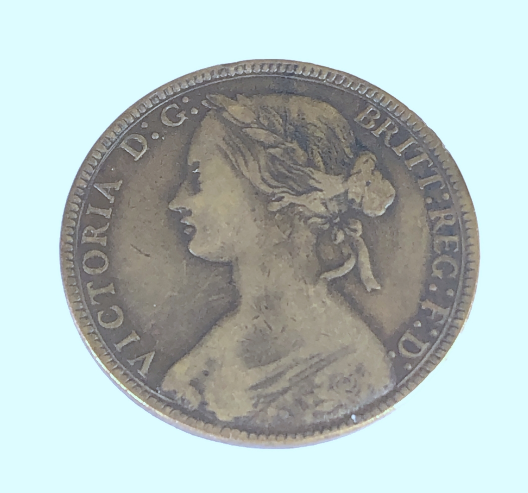 1860 British Large Cent featuring Queen Victoria Victcorian Era High ...
