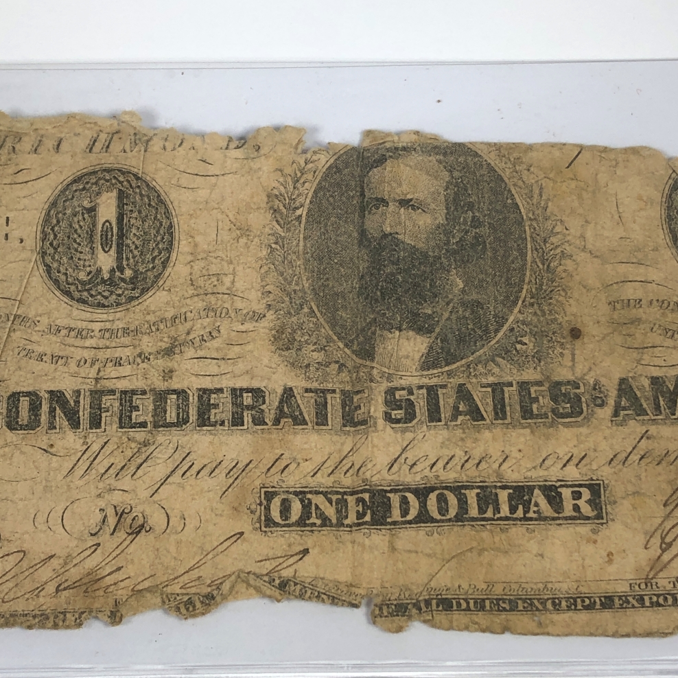 1860's Confederate States of America $1 Note*Richmond | Property Room