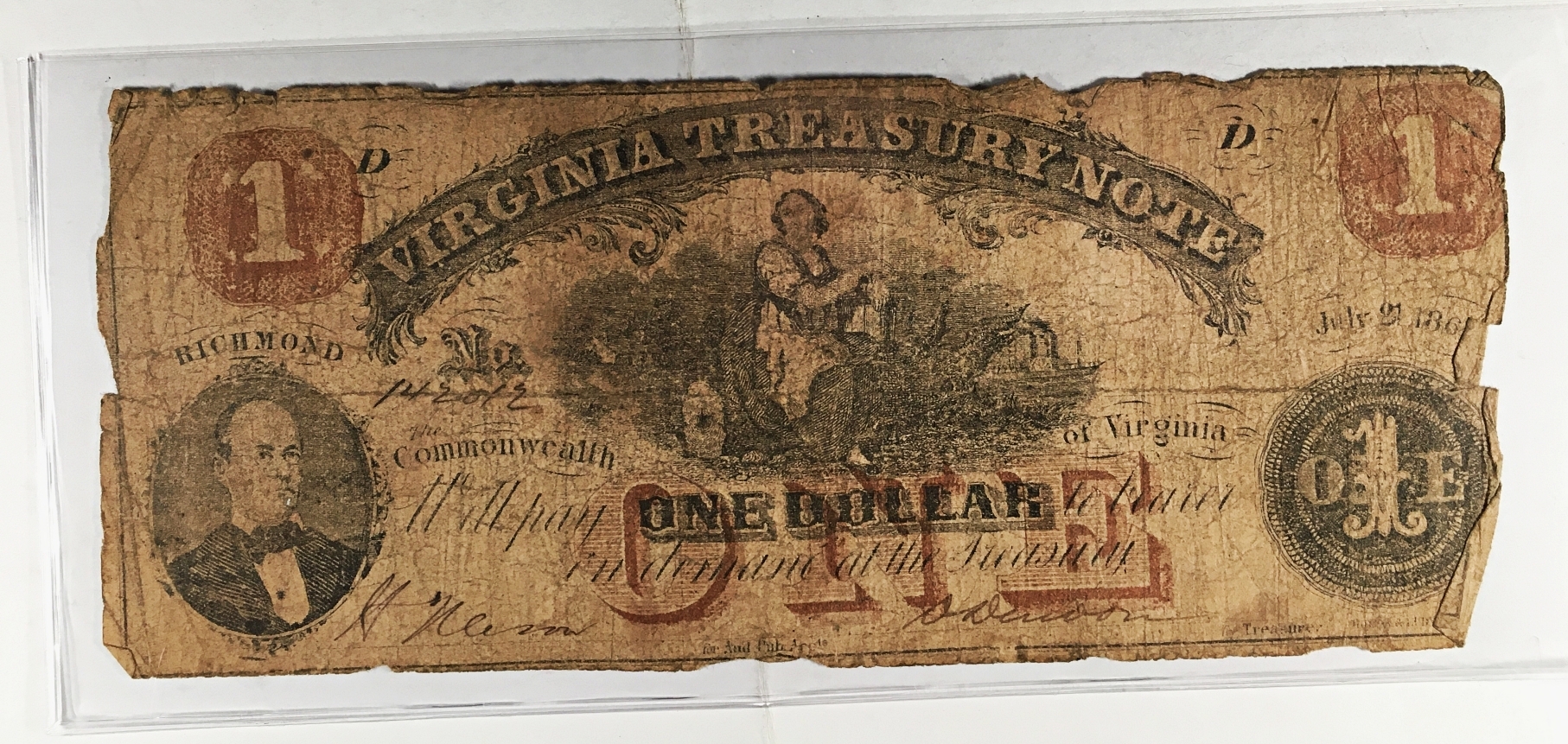 1861 One Dollar Virginia Treasury Note*Richmond, VA | Property Room