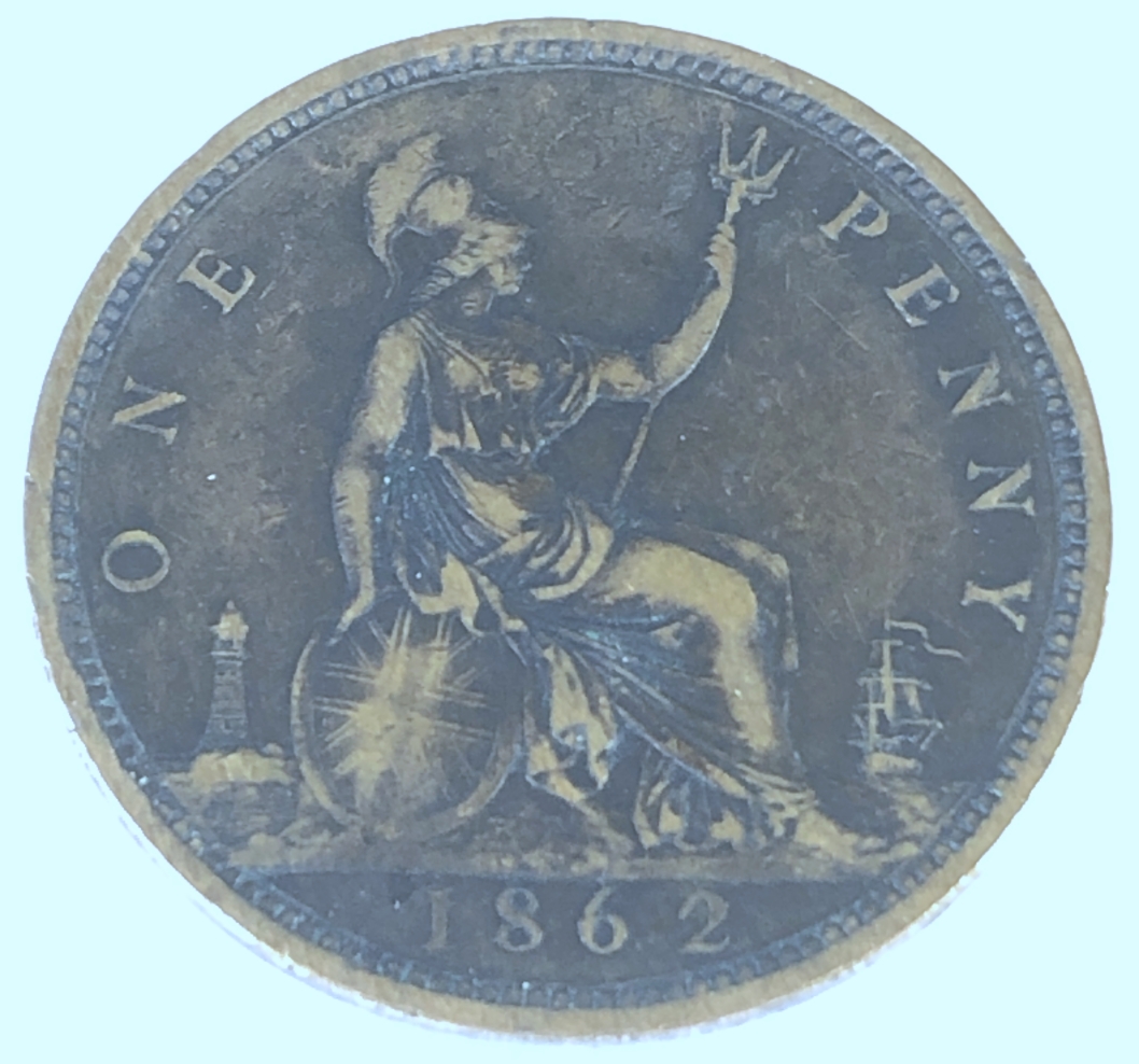1862 British Large Penny of Queen Victoria Great Eye Appeal | Property Room