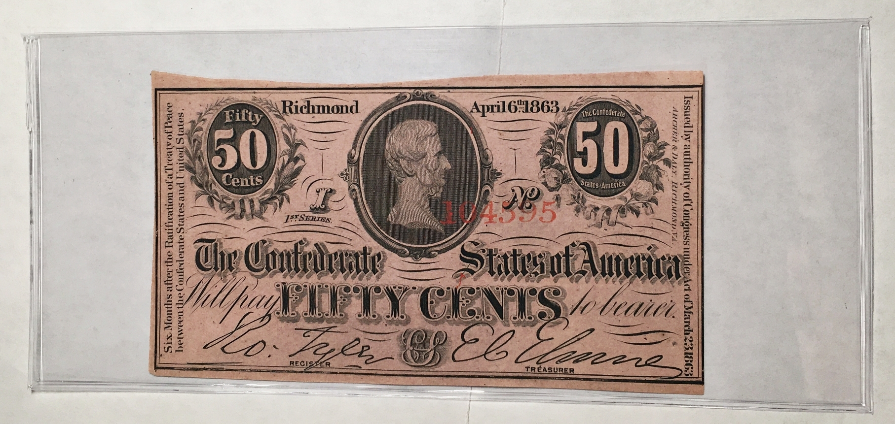 1863 The Confederate States of America 50 Cents Fractional Note*High ...