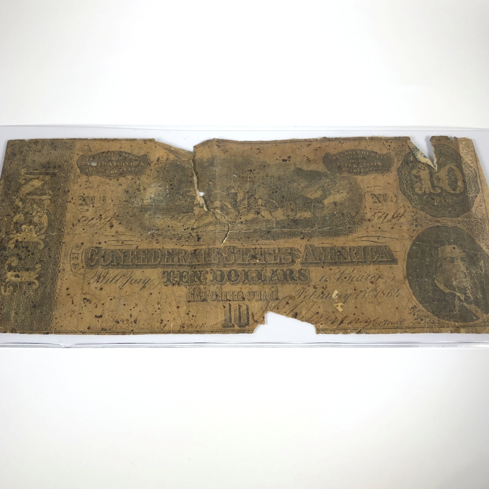 1864 Confederate States of America $10 Note*Richmond | Property Room