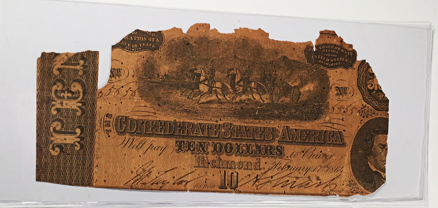 1864 Confederate States of America Ten Dollars Note*Richmond, VA ...