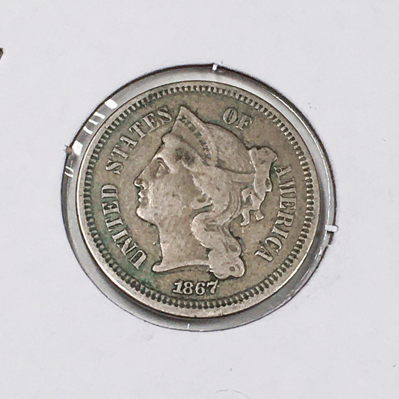 1867 Nickel 3c Coin*Liberty Fully Visible | Property Room