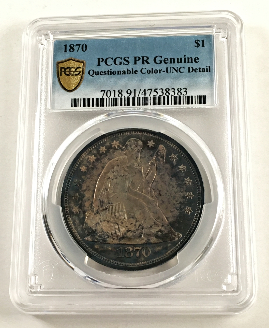 1870 $1 Seated Silver Dollar graded by PCGS | Property Room