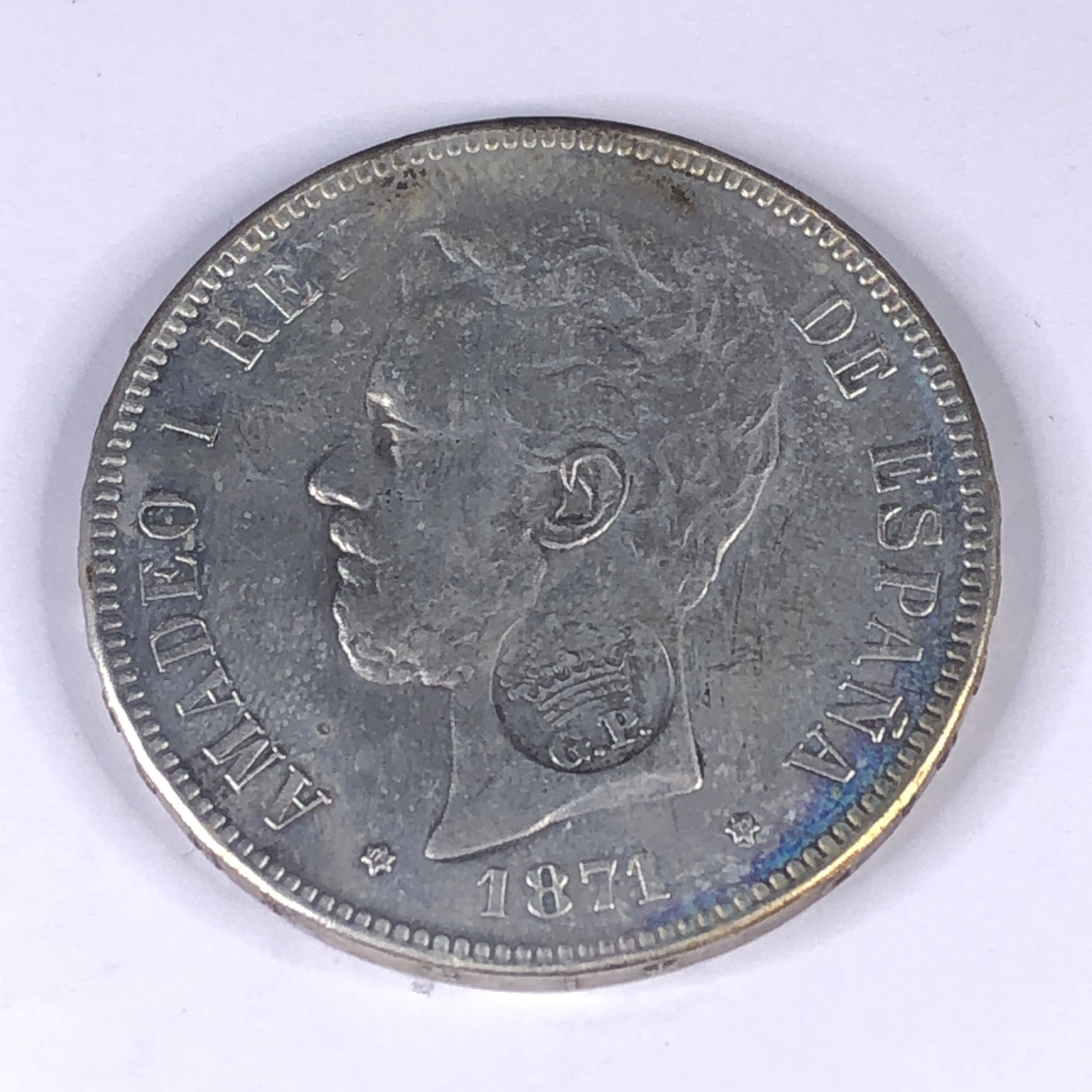 1871 Spain Silver 5 Pesetas*High Grade | Property Room