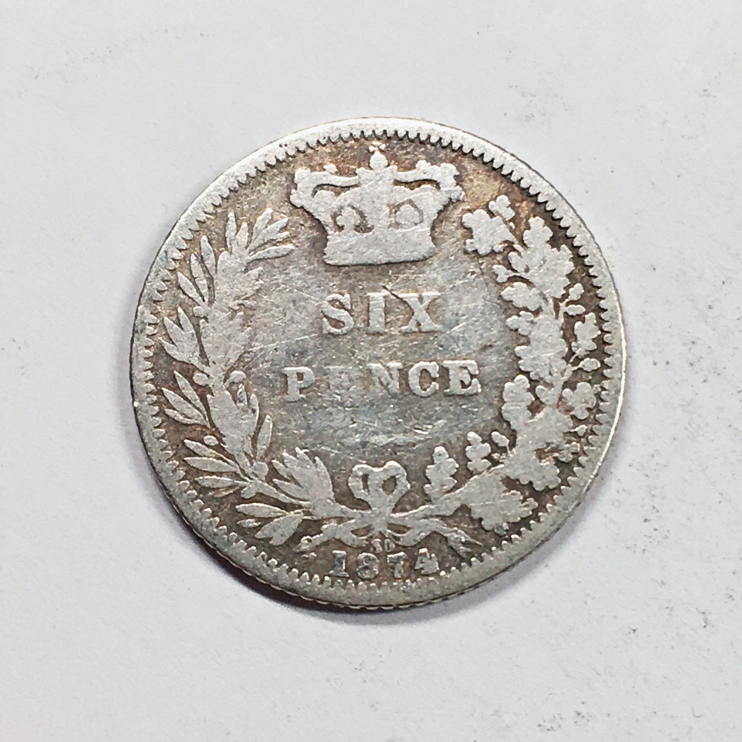 1874 Great Britain 6P Six Pence Silver Coin Victoria | Property Room