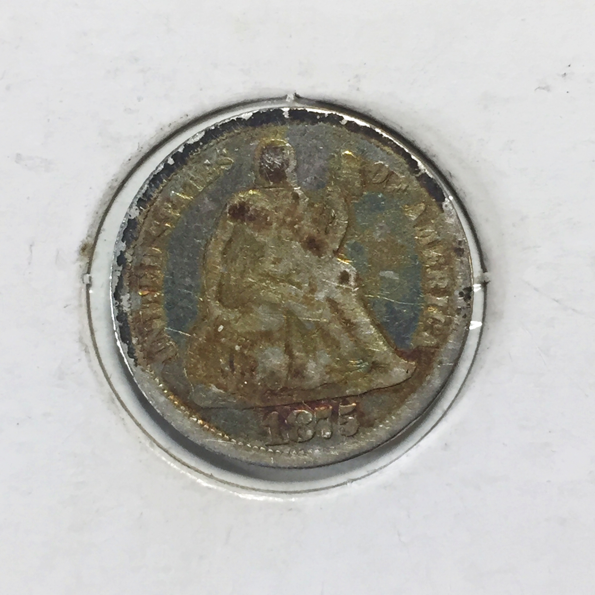 1875 Silver Seated Liberty Dime*Rainbow Tone | Property Room