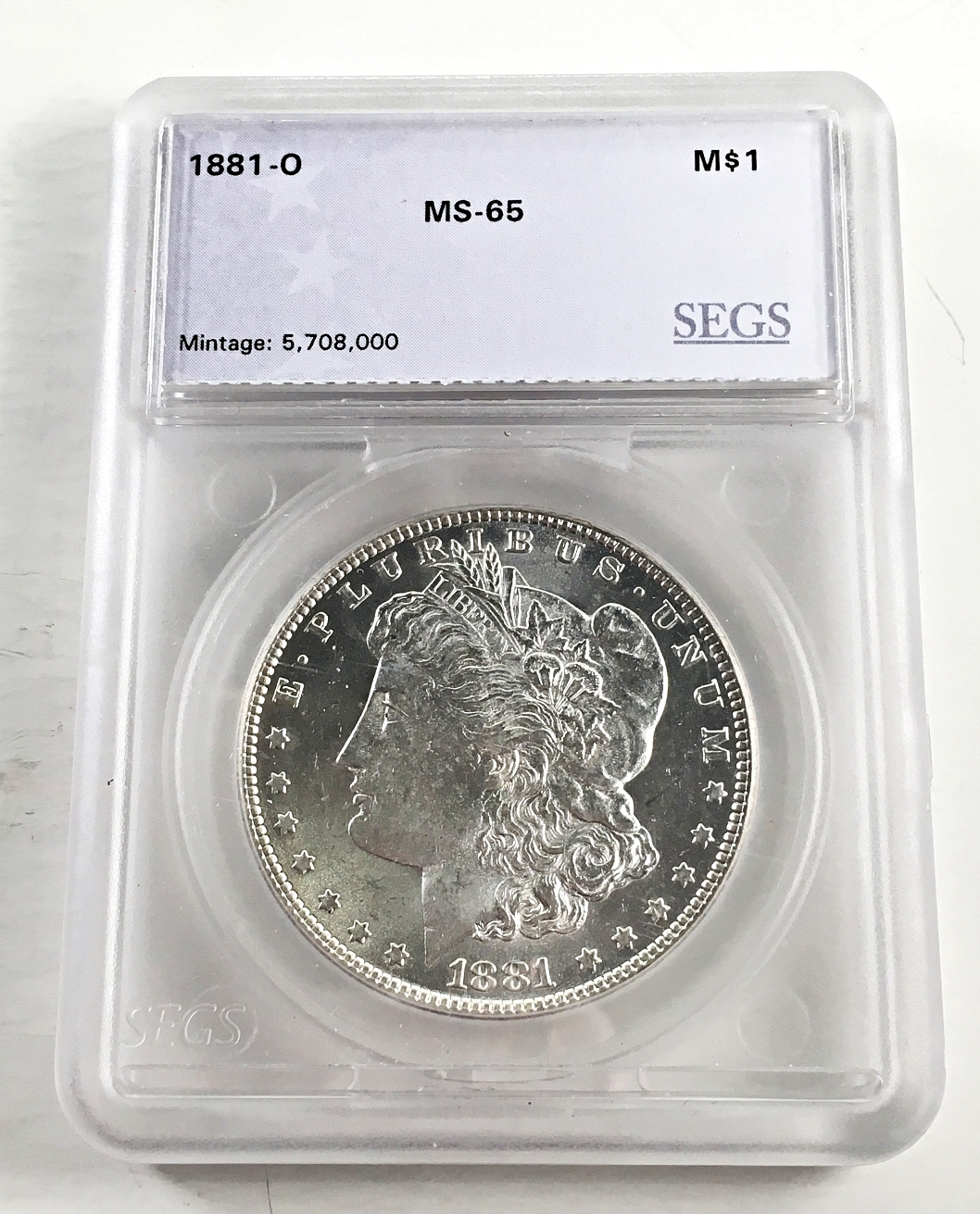 1881-O Morgan Silver Dollar*Graded MS65 by SEGS*Struck at New Orleans ...