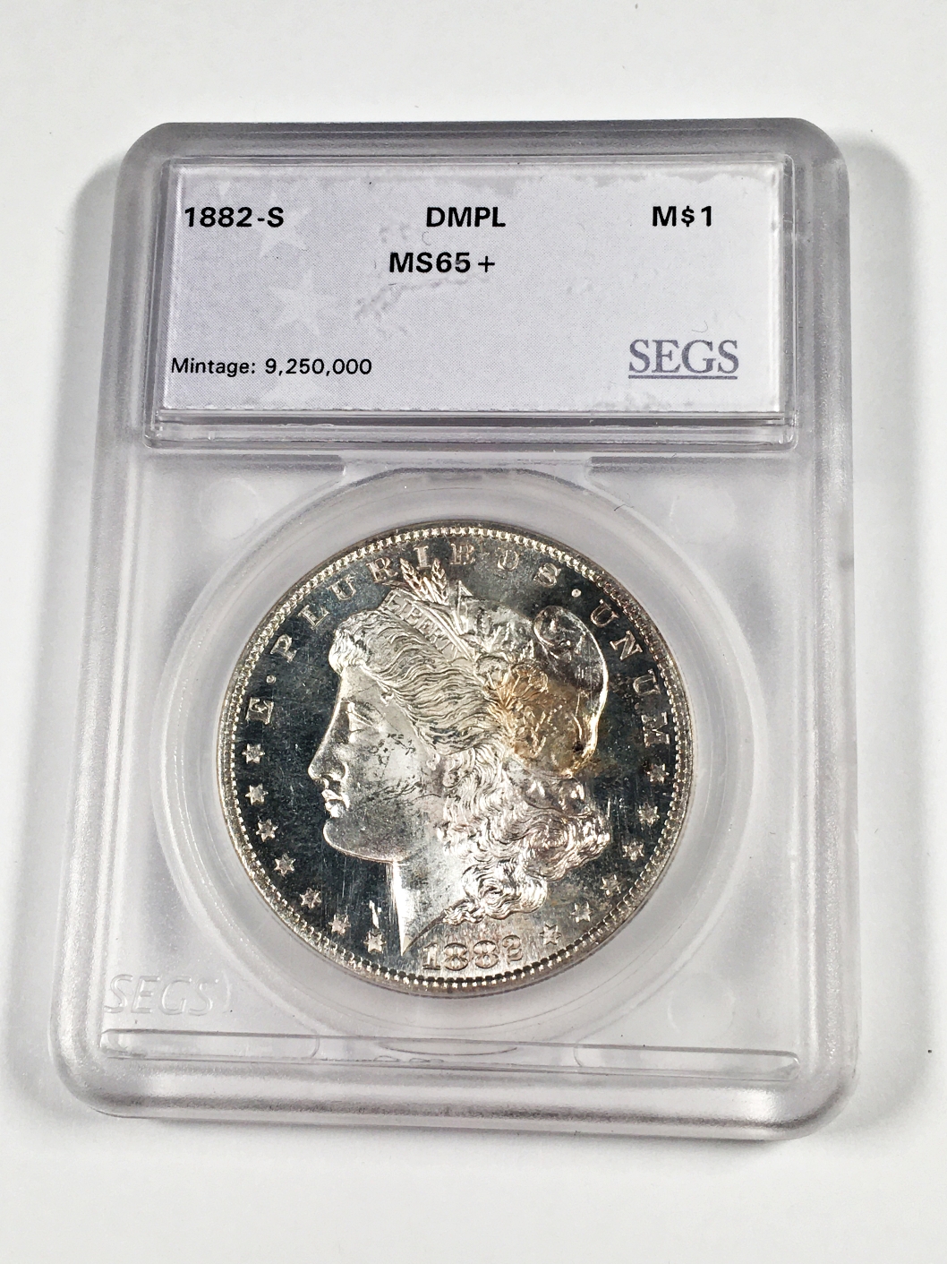 1882-S Morgan Silver Dollar*Graded MS65+ DMPL by SEGS | Property Room