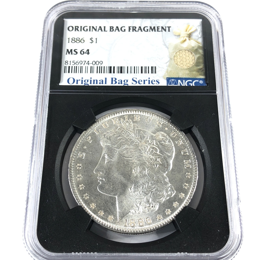1886 Morgan Silver Dollar*Original Bag Fragment*Graded MS64 by NGC | Property Room