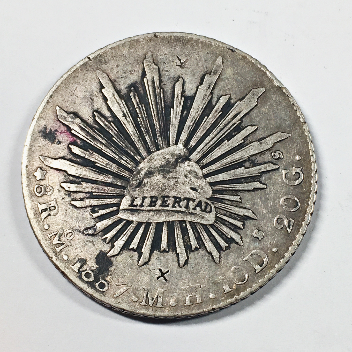 1887Mo Mexico First Republic Spanish Colony Silver 8 Reales*ASW: 0 ...