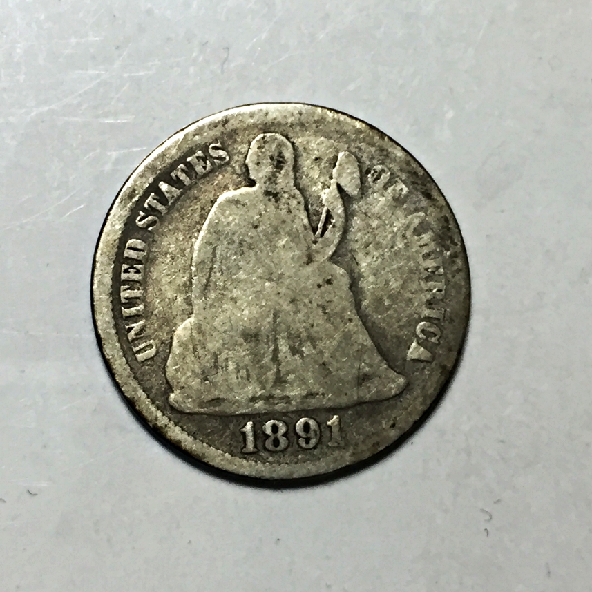 1891 Silver Seated Liberty Dime | Property Room